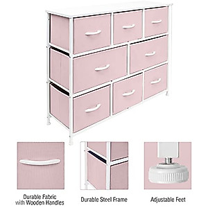 Sorbus Dresser - Furniture Storage Chest for Kids Clothing Organization, Large Organizer for Playroom, Nurseries, Bedroom, Hallway, Closet, Steel Iron Frame, Wood Top, 8 Fabric Drawers (Pink)