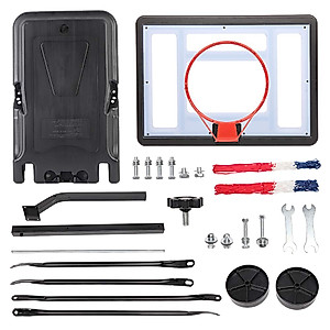 Homtoozhii PVC Transparent Board Basket Frame Adjustable 115-135cm Poolside Basketball Hoop Portable Basketball Goal Outdoor Water Tank PE Blow Molding (Black)