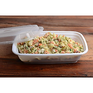 EcoQuality Meal Prep Containers [100Pack] White Rectangle Container with Lids, Food Storage Bento Box, Microwavable, Disposable, Stir Fry | Lunch Boxes | BPA Free | Freezer/Dishwasher Safe (24 oz)