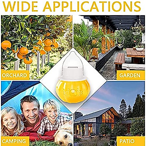 Wasp Traps Outdoor Hanging, Yellow Jacket Killer, Solar Powered Bee Trap Outdoor, Wasp Repellent Outdoor, Reusable Bee Catcher Hornet Trap for Trapping Hornet, Bee, Insects