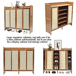 kunghei 6-Tier Large Shoe Cabinet or Home Organizer Cabinet Shoe Rack with Doors, Bookshelf Entryway Shoe Storage Cabinet with Storage Shelves for Entryway, Hallway, Closet, Living Room