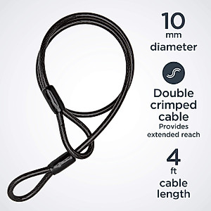 Schwinn Bike Max U-Lock with Double Crimped Cable, 2 Keys Included, 4 feet x 10mm Anti Theft Bicycle Lock, Security Level 5