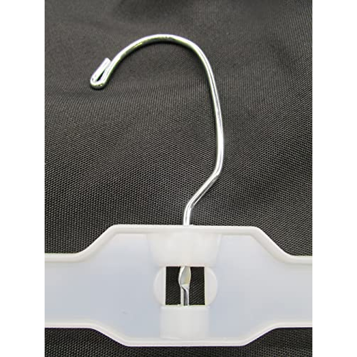 NAHANCO 1610PCLH Plastic Baby/Infant Size Skirt/Pant Hangers, Long Metal Swivel Hook and Plastic Pinch Clips, Heavy Weight, 9", White (Pack of 100)