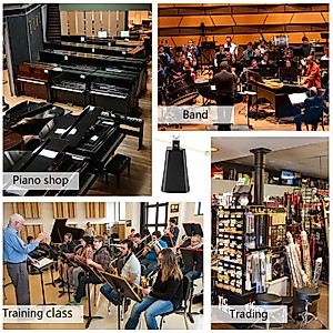 Acrux7 7 Inch Large Cow Bell Noise Makers, Metal Cowbell with Handle and Stick, Hand Percussion Music Cowbell for Sporting Events, Drum Set, Church, Weddings, Beautiful Clear Tapping Sound (Black)