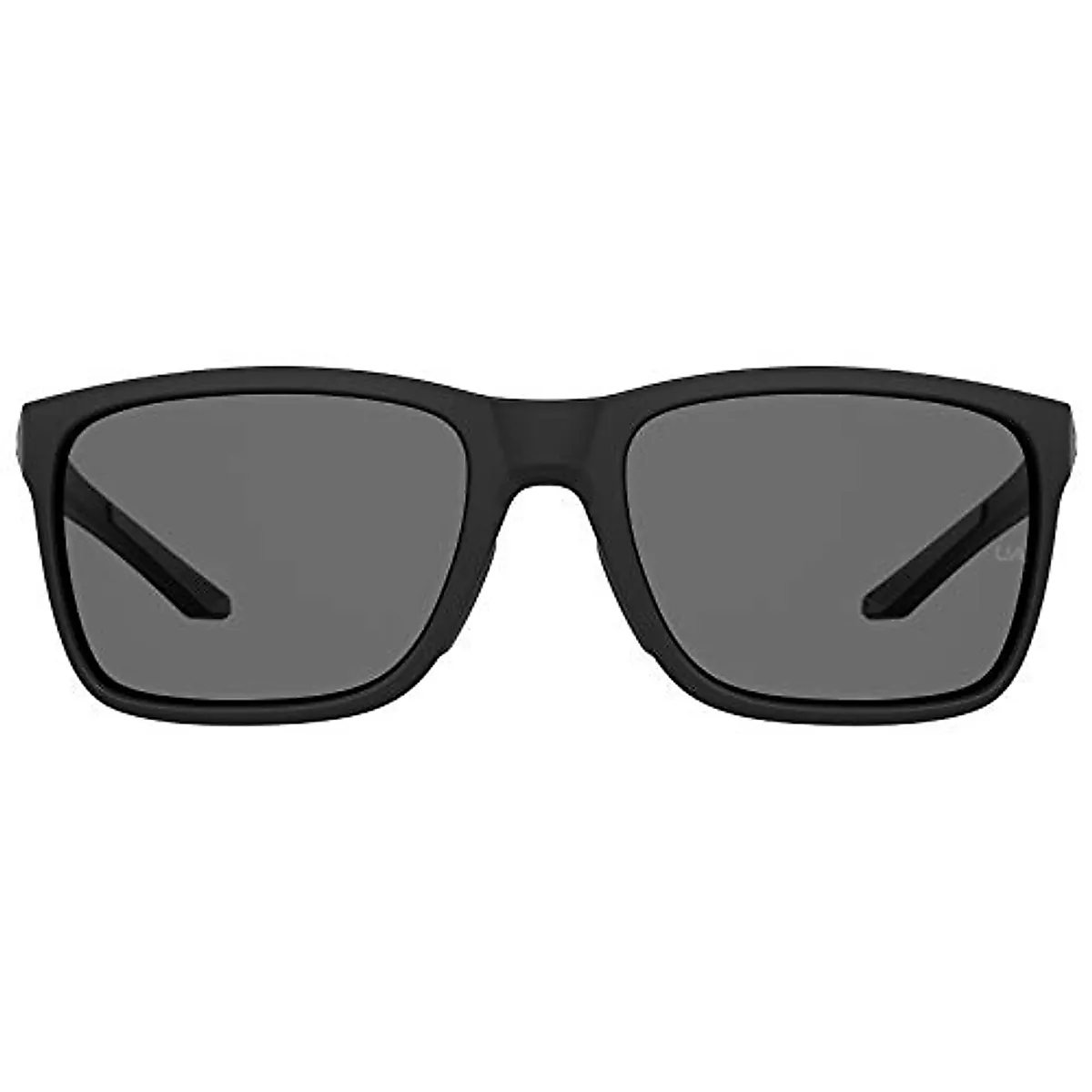UA Hustle Rectangular Sunglasses, Matte Black Frame w/ Polarized Gray Lenses