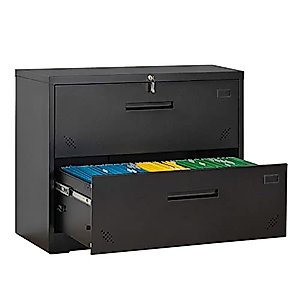 ROOMTEC W25262859 File Storage Cabinets, 2 Drawer, Black