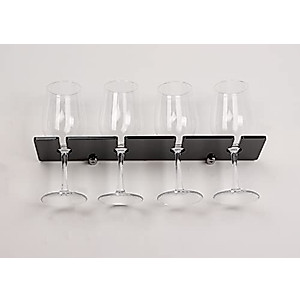 WANLIAN Wine Glass Holder Wall Mounted Wine Glass Holder Acrylic Wall Mounted Wine Glass Holder Cabinet Tableware Lower Wine Glass Holder and Wine Glass Storage Rack (Black 2 pack)