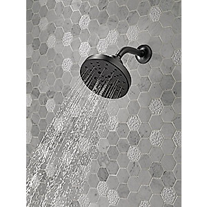 Delta Faucet 5-Spray Matte Black Shower Head with H2Okinetic Technology, Matte Black Shower Head Black Showerhead, Matte Black 52664-BL