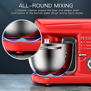 Stand Mixer, 5.8Qt Electric Mixer PHISINIC, 660W 6-Speed Tilt-Head Household Stand Mixer, Kitchen Food Mixer with Dough Hook, Wire Whip and Beater, for Baking, Cake, Cookie, Kneading