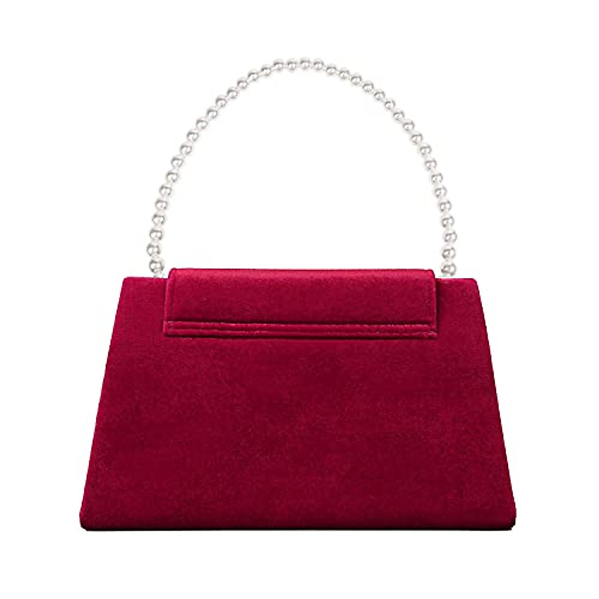 Mulian LilY Women Velvet Clutch Purse Pearl Top Handle Handbag Classic Wedding Party Prom Evening Bag Burg M528