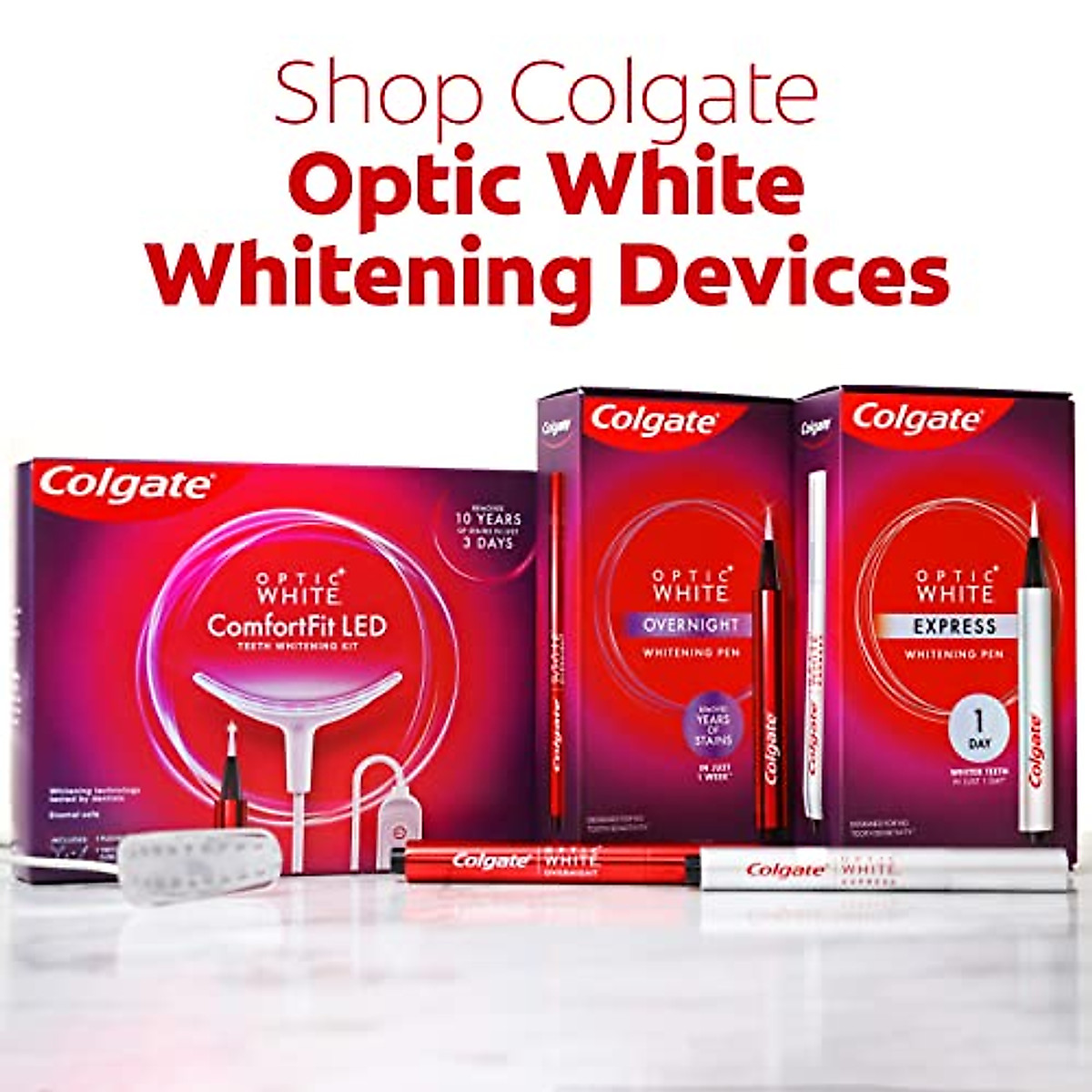 Colgate Optic White Overnight Teeth Whitening Pen, Teeth Stain Remover to Whiten Teeth, 35 Nightly Treatments, 0.08 Fl Oz