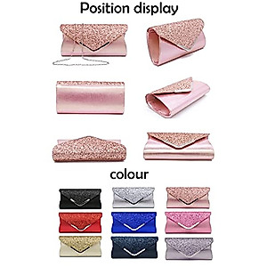 Shiny sequins wedding party clutch bag handbag purse shoulder bag woman (Navy blue)