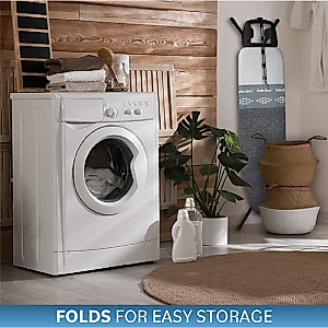 Bartnelli Heavy Duty 48x15 Ironing Board with 4-Layer Cover & Pad, Height-Adjustable, Turbo & Park Zone - Designed in Europe