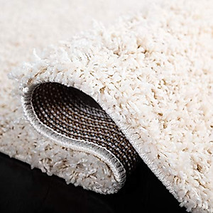 SAFAVIEH Venus Shag Collection 2'7" x 5' Ivory VNS520A Solid Non-Shedding Living Room Bedroom Dining Room Entryway Plush 1.8-inch Thick Area Rug