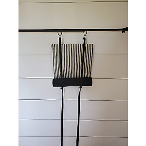 Classroom Door Curtain Black and White Ticking Stripe