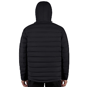 Lesmart Mens Down Jacket Hooded Puffer Jacket Lightweight Water-Resistant Winter Down Coat Black M