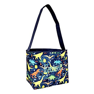 Personalized with Name Dinosaur Easter Basket Bucket Fabric Tote Bag Toy BIn - Great Embroidered Gift for Boy or Girl