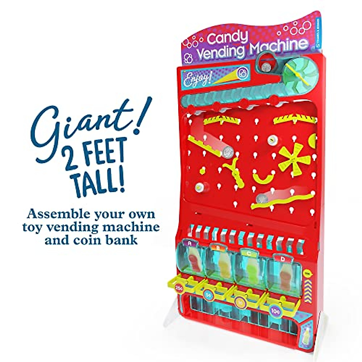 Thames & Kosmos 2-ft Tall Candy Vending Machine STEM Kit | Build Toy Vending Machine with 10 Gravity & Motion Experiments | Coin Sorting Bank | Math & Engineering Lessons