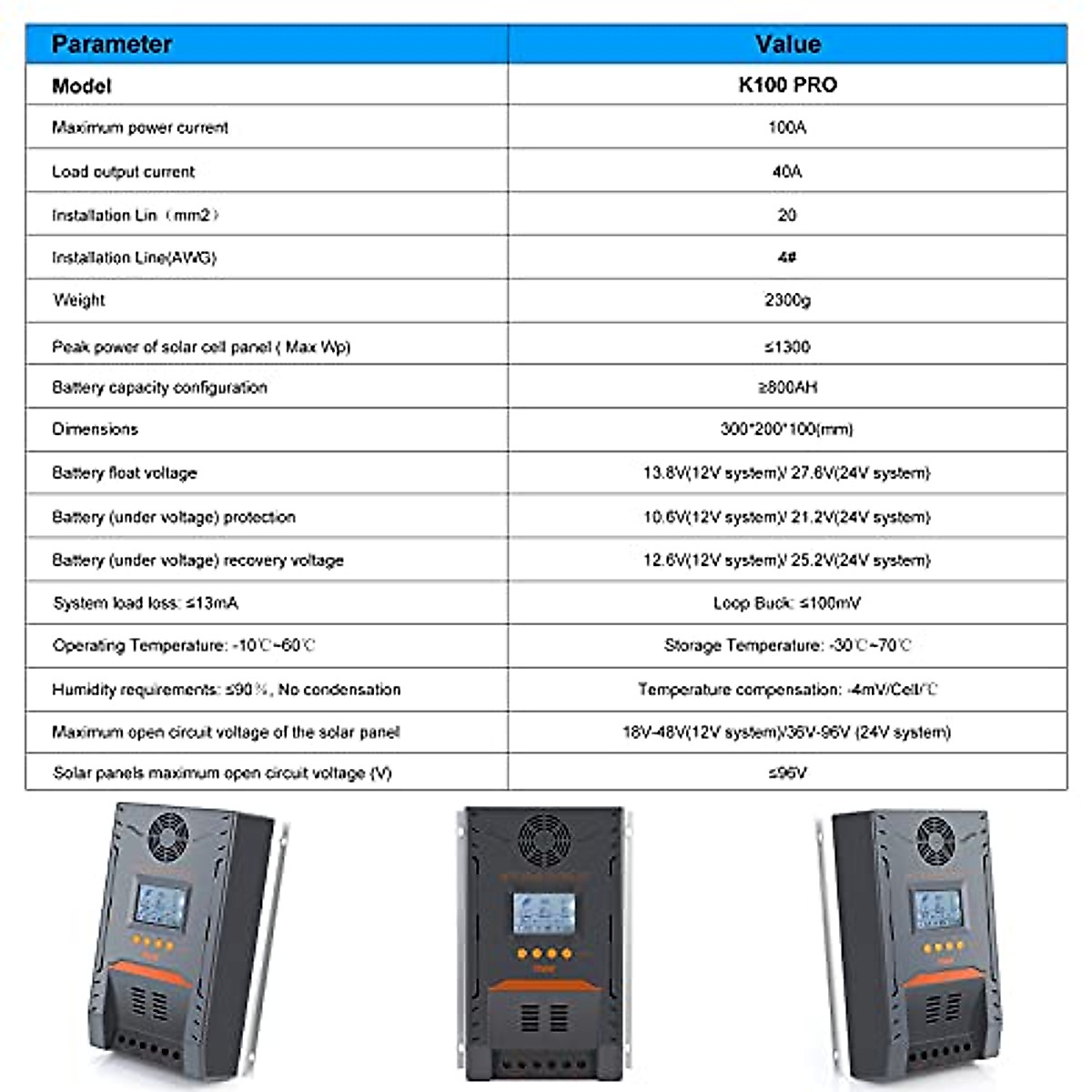 PowMr MPPT Solar Charge Controller 100 amp 12V 24V Auto, 100A Solar Controller Max Input 100V 2600W Solar Reulator, for Lithium/Sealed/Gel/Flooded Battery Charging and Discharging