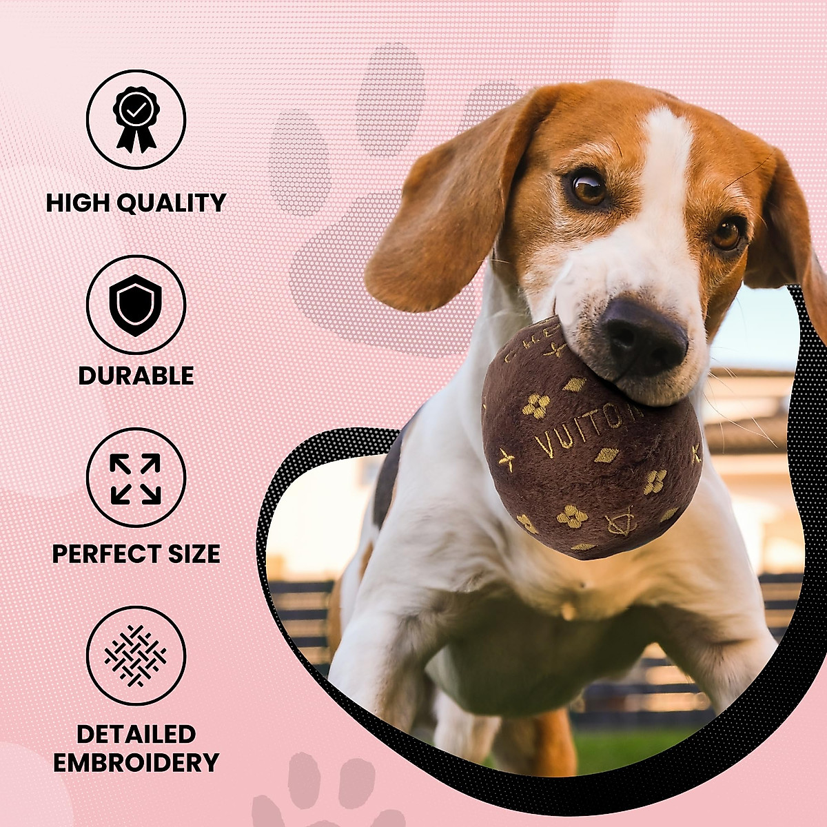 Dog Diggin Designs Runway Pup Collection | Unique Squeaky Parody Plush Dog Toys – Prêt-à-Porter Dog Bones, Balls & More