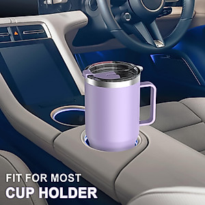 AUSOR 30 oz Tumbler with Lid and Straw,Water Bottle with Handle,Insulated Stainless Steel Tumbler for Hot & Cold, Coffee Travel Mug Cups Reusable Purple