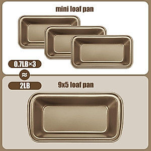 Uiifan 12 Pcs Mini Loaf Pan for Baking Bread Non Stick Small Banana Bread Tins 6.1 x 3.3 x 2.1 Inches Nonstick Carbon Steel Tiny Meatloaf Pan for Oven and Baking (Gold)