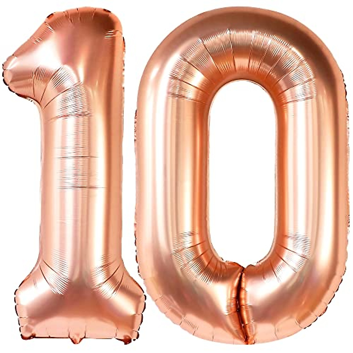 KatchOn, Huge Rose Gold Number 10 Balloon - Pack of 3 | Foil 10 Balloon Number, Groovy Backdrop | Groovy Birthday Banner for 10th Birthday Decorations for Girl and Groovy Party Decorations