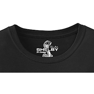 JH Design Men's Shelby Cobra T-Shirt Black Crew Neck Short Sleeve Shirt (Large, Black)