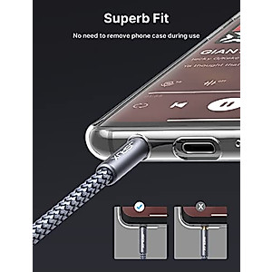 JSAUX RCA to 3.5mm Cable, 【6.6ft/2M】 Aux to RCA Headphone Male to Male Jack Adapter Nylon Braided 1/8 to RCA Audio Y Cord for Smartphones, MP3, Tablets, Speakers, HDTV -Grey