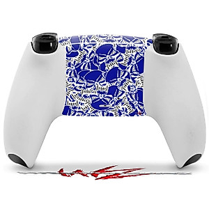WraptorSkinz Skin Wrap compatible with Sony PS5 DualSense Controller Scattered Skulls Royal Blue (CONTROLLER NOT INCLUDED)