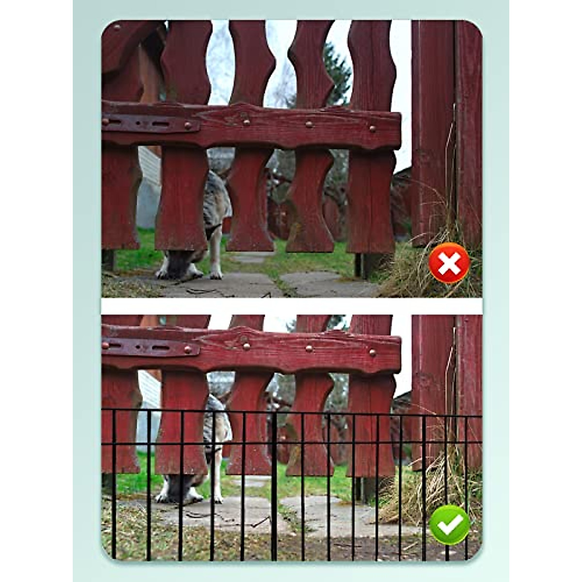 10 Pack Animal Barrier Fence- 17 in (H) × 10.8 Ft (L) Firm No Dig Fence Defence Rustproof Metal Dog Rabbits Fence Blocker with Cable Zip Ties for Outdoor Garden Patio