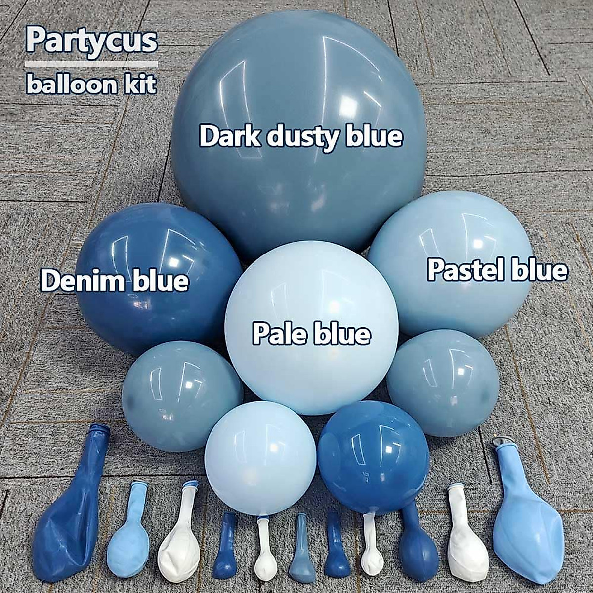 Dusty Blue Balloon Arch Kit - Double Stuffed Dark Blue Baby Blue Balloon Garland Pastel Dark Teal Light Blue Latex Balloons for Baby Shower Birthday Wedding Graduation Party Decoration