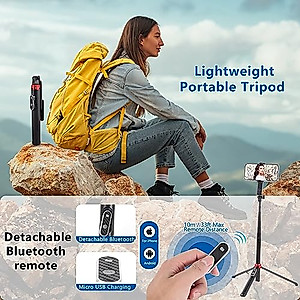 60" Phone Tripod, Selfie Stick Tripod with Remote Extendable All-in-1 Travel Light Phone Tripod Stand, Portable Camera Tripod Compatible with iPhone Android Camera GoPro