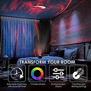Aurora Lights Galaxy Projector, Star Projector Galaxy Light with Hi-Fi Bluetooth Speaker and Remote, Dimmable Northern Lights Aurora Projector, Enchanting Night Light for Kids and Adults