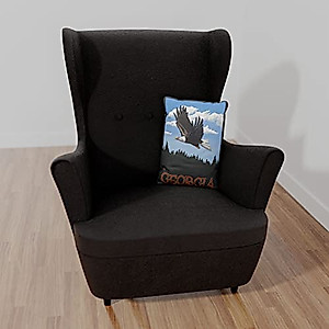 Georgia Eagle Soaring Forest Canvas Throw Pillow for Couch or Sofa at Home & Office from Travel Artwork by Artist Paul A. Lanquist 13" x 19".