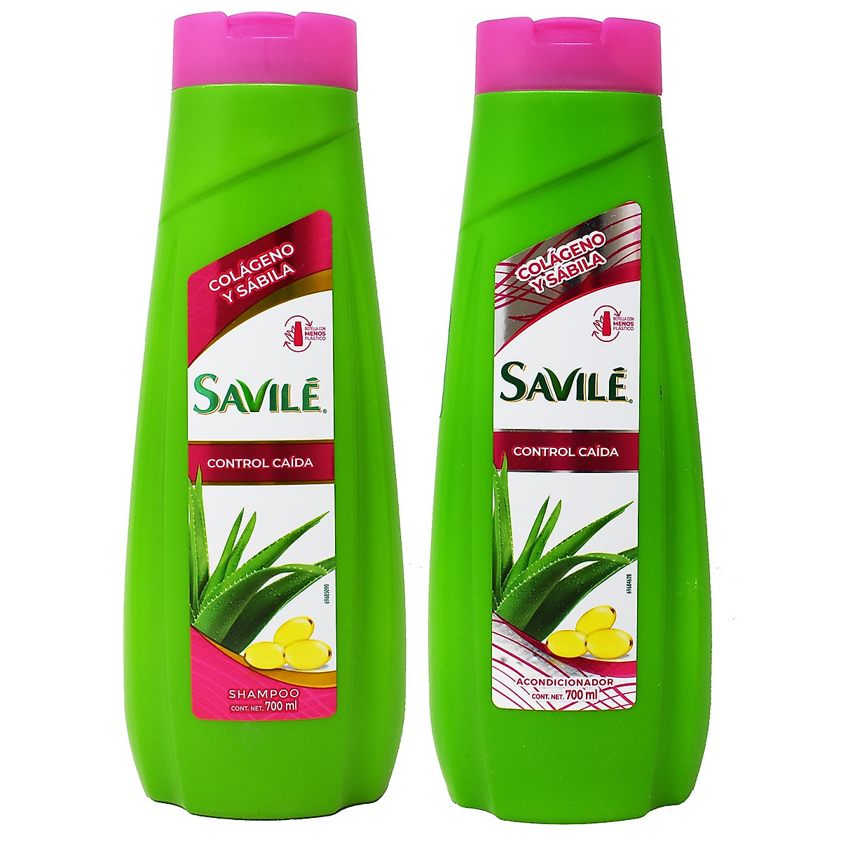 Savile pulpa de sabila Colageno Control Caida Anti Hair Loss Shampoo and Conditioner 750ml