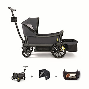 Veer Cruiser Essentials Bundle - Premium Stroller Wagon with Foldable Storage Basket & Retractable Canopy - The Feel & Safety of a Stroller Combined with The Fun of a Lightweight, Rugged Wagon