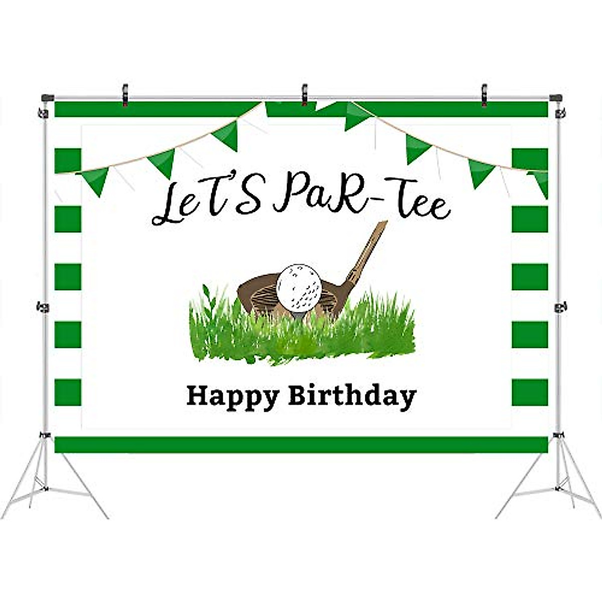 Ticuenicoa Let's Partee Golf Theme Backdrop for Birthday Parties Grass Background for Photography Happy Birthday Party Sports Themed Backdrops Cake Table Banners Kids Bday Photo Booth Props 5x3ft