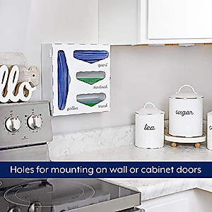 AuldHome Enamelware Kitchen Bag Organizer (White), Farmhouse Style Holder Compatible with Zipper Seal Kitchen Storage