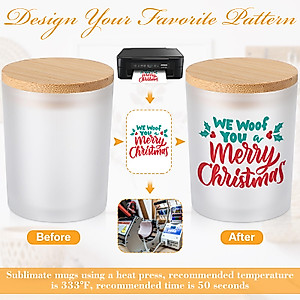 Tanlade 20 Pcs Sublimation Glass Tealight Candle Holders Bulk 7 oz Sublimation Glass Jar Frosted Candle Jars with Bamboo Lid Decorative Candle Containers for Making Candles Wedding Party Table Decor