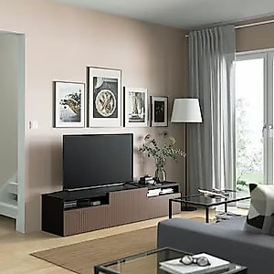 TV Unit, Black-Brown Björköviken/Brown Stained Oak Veneer, 70 7/8x16 1/2x15 3/8 "