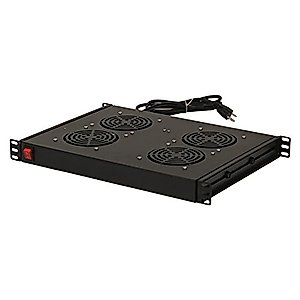 NavePoint Rack Cabinet Mounted Server 4 Fan Unit Cooling System with 4 Fans 110V Blk 1U