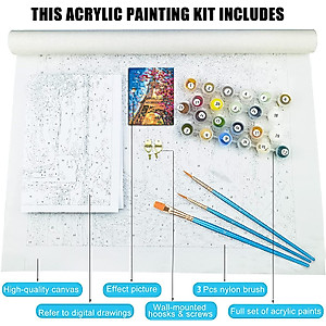cupmod Paint by Number for Adults, 4 Pieces Paint by Numbers for Adults Beginner Drawing Paintwork with Paintbrushes Cityscape Paint Canvas Oil Painting 12X16inch