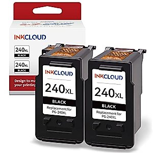INKCLOUD PG-240 XL Black Ink Cartridge Compatible with Canon 240 240XL PG-240XL Work with Pixma MG3600 MG3222 MG3220 MG3620 MX432 MG3122 TS5120 MG2120 MX452 MG2220 MG3120 MX522 MG4220 Printer 2Black