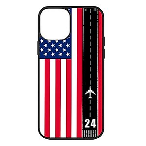 Airplane Runway American Flag Pilot Airport Travel Aviation Case - Compatible with iPhone 15 - Durable Non-slip TPU Rubber Shockproof Slim Case (15)