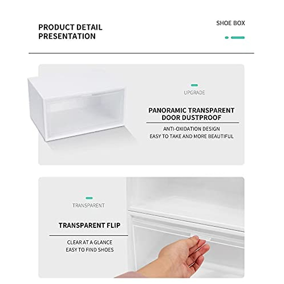 FARWIX Shoe Storage Boxes Clear Plastic Shoe Boxes Stackable, Shoe Storage 13 x 9.5 x 7in, Shoe Organizer with Lids,8 Pack Shoe Box, Front Opening Shoe Holder Containers, Storage Box for Multi-use