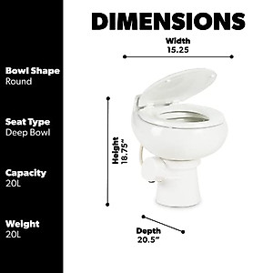Dometic Sealand 510 Plus RV/Marine Toilet -Foot Pedal Flush with Elongated Enameled Wood Seat - Standard Height - Efficient Water Consumption Eco-Friendly Flush