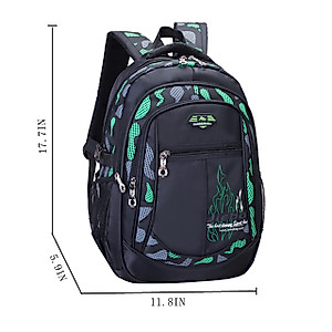 RBYGPL Boys Backpack Elementary Bookbag Waterproof Junior High School Bag Lightweight (green)