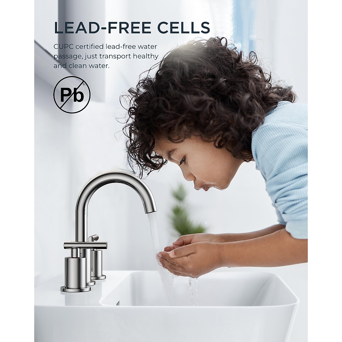 FORIOUS Chrome Bathroom Faucet 2 Handle Basin Faucet, 8 inch Widespread Sink Faucet Bathroom 3 Hole with Metal Pop-up Drain Assembly, Brass Lavatory Sink Tap 3 Pieces RV Faucet, Water Supply Lines