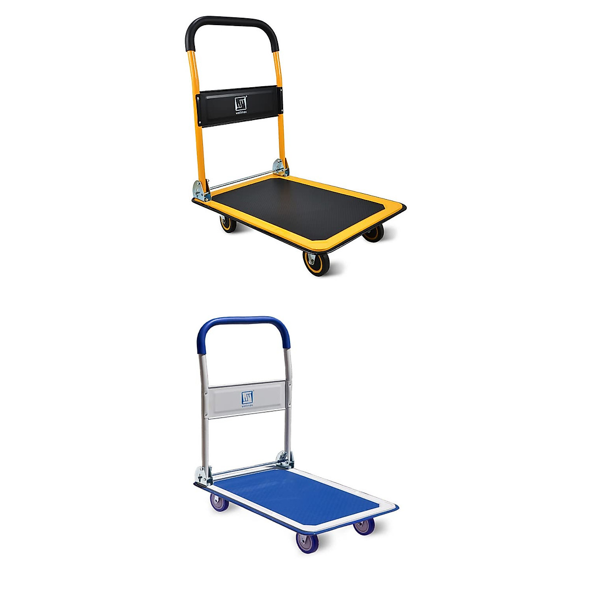 Wellmax Platform Cart Dolly 330lb Yellow and 660lb Blue Color